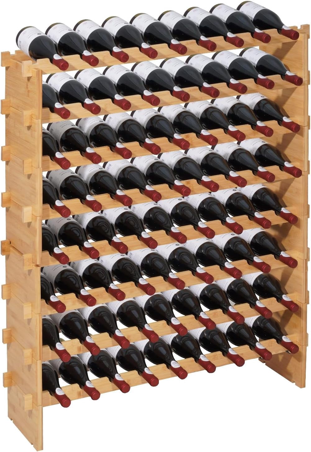 72 Bottle Stackable Modular Wine Rack, 8-Tier, Floor Freestanding Wine ...