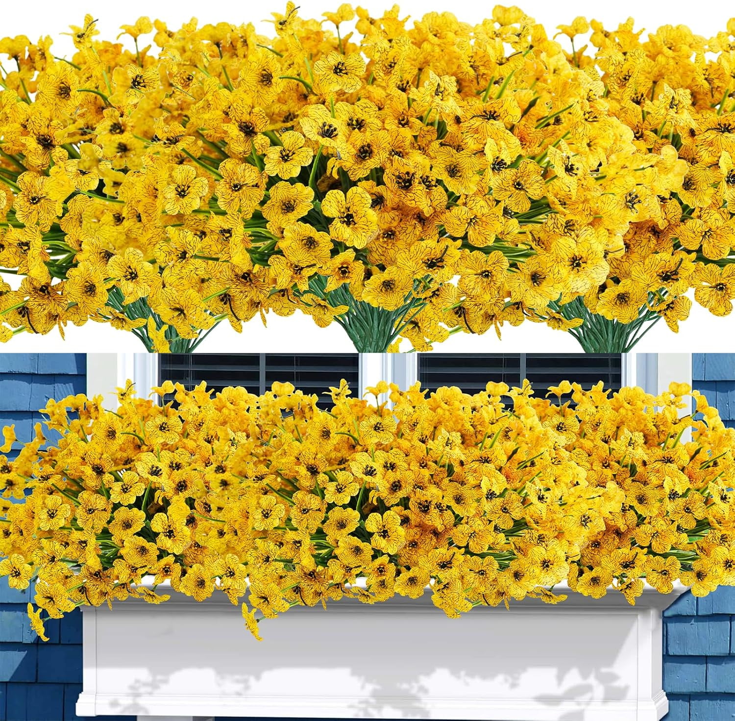 72 Bundles Artificial Flowers for Outdoors UV Resistant No Fade Yellow ...