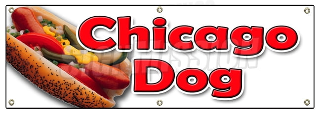72" CHICAGO DOG BANNER SIGN all beef chicago red poppy seen bun tomato ...
