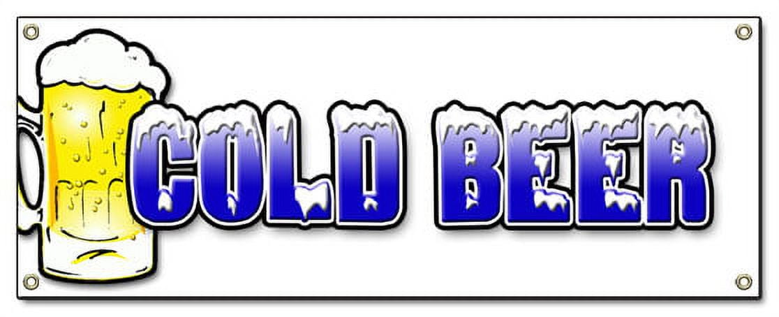 72" COLD BEER BANNER SIGN ice drink cart stand signs - Walmart.com
