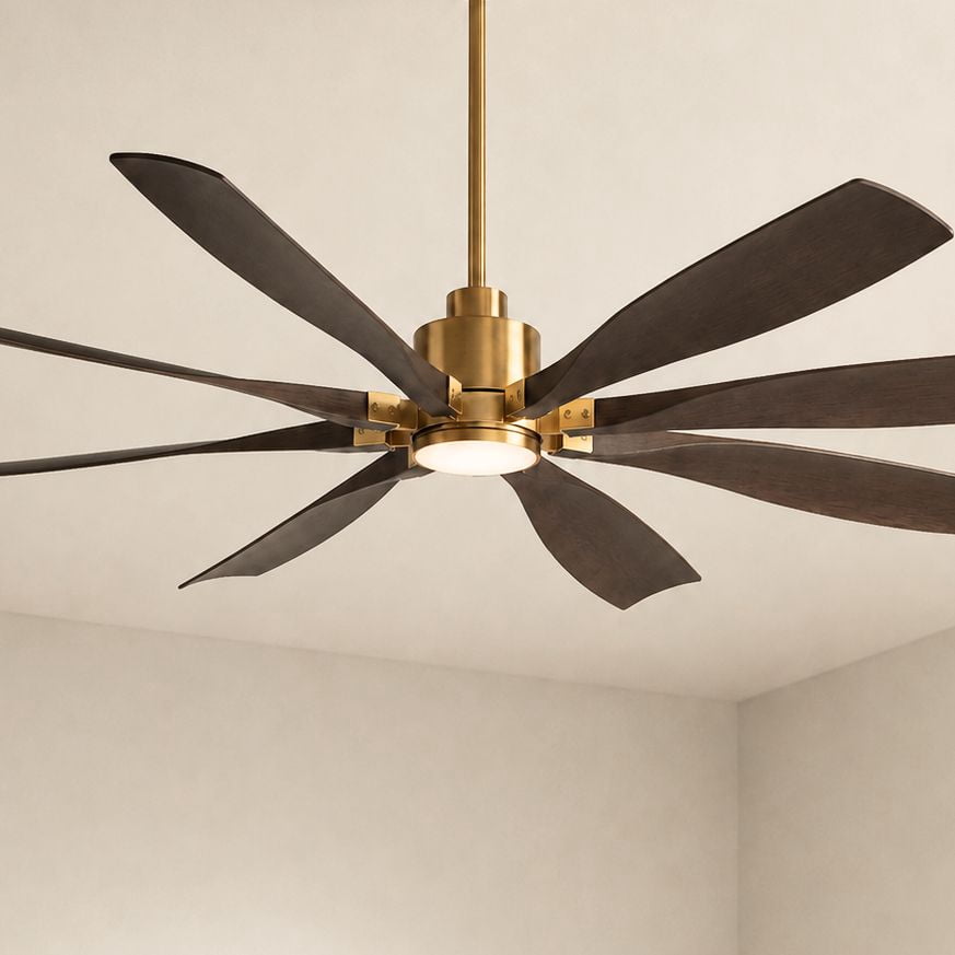 72" Casa Vieja Vortex Soft Brass Walnut LED Ceiling Fan with Remote ...