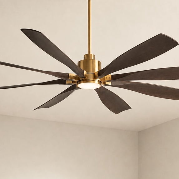 72" Casa Vieja Vortex Soft Brass Walnut LED Ceiling Fan with Remote ...