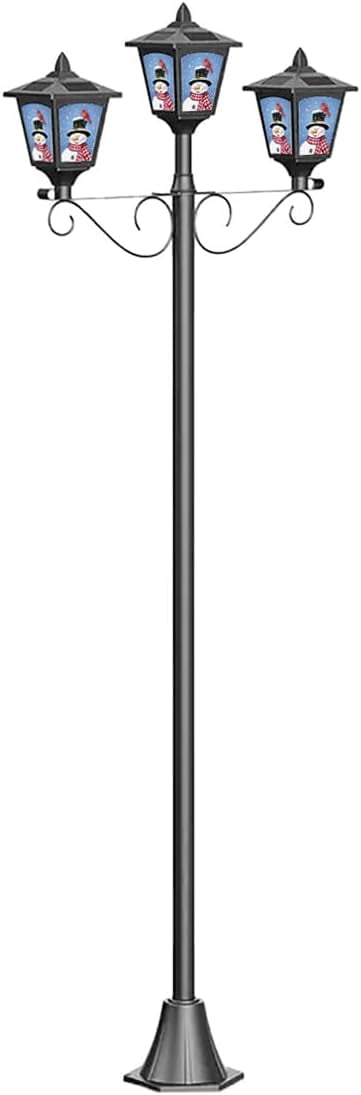 72" Christmas Solar Lamp Post Light – Triple-Head Vintage Outdoor Post ...