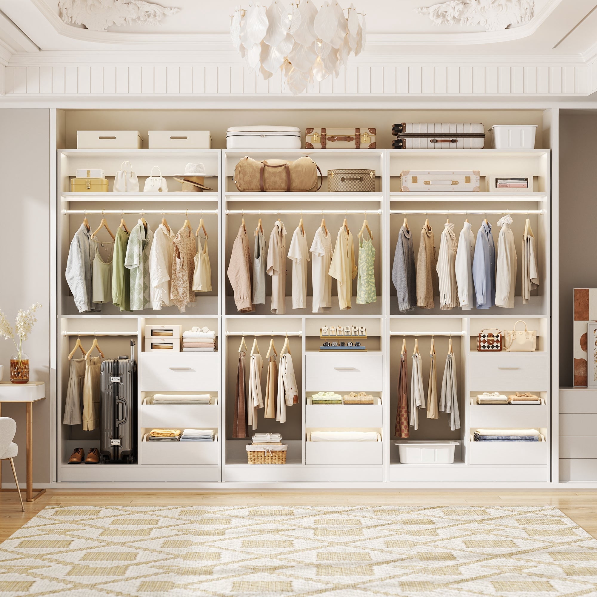72'' Closet System with 6 Drawers, iSunirm Closet Organizer System Set ...