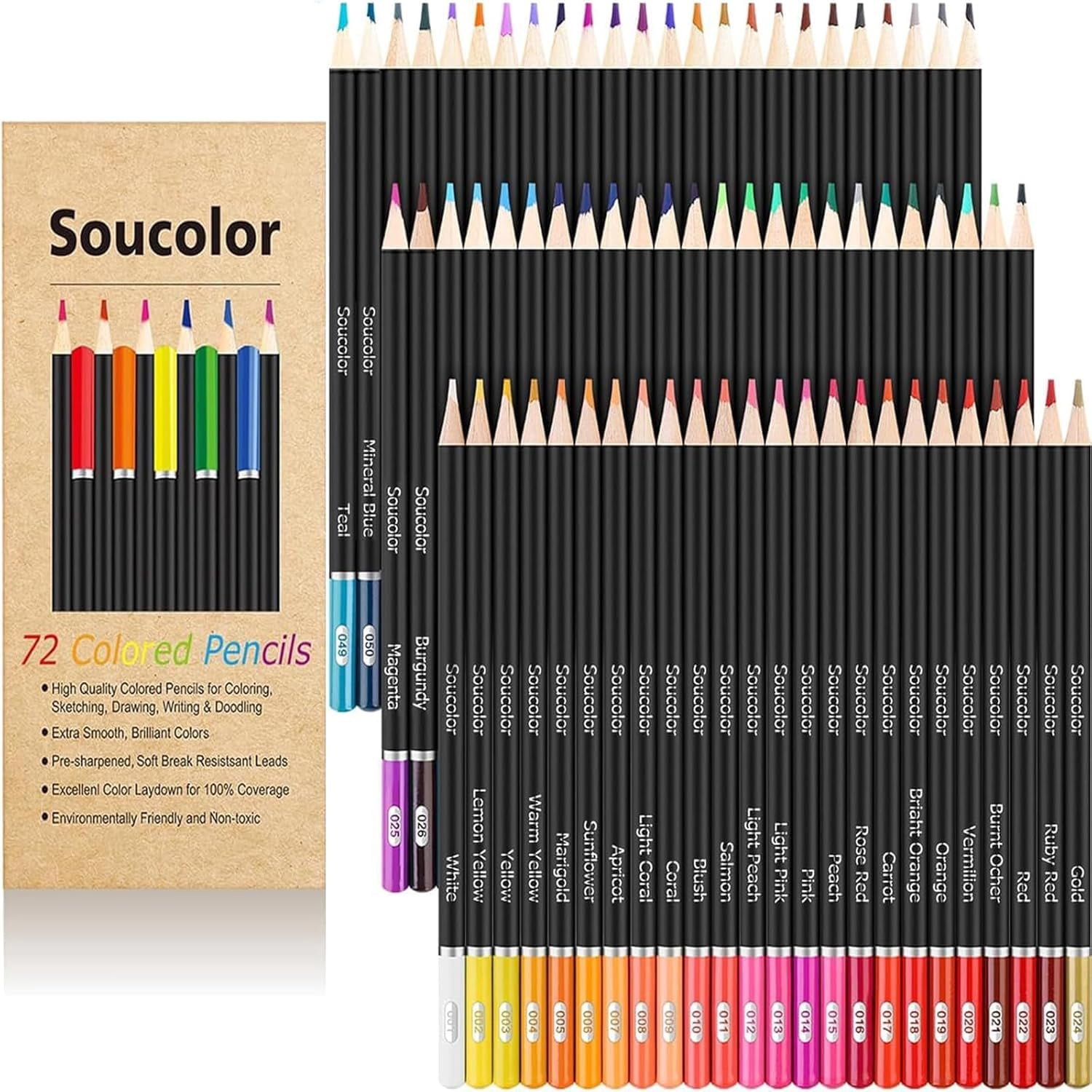 72-Color Colored Pencils for Adult Coloring Books, Back to School ...