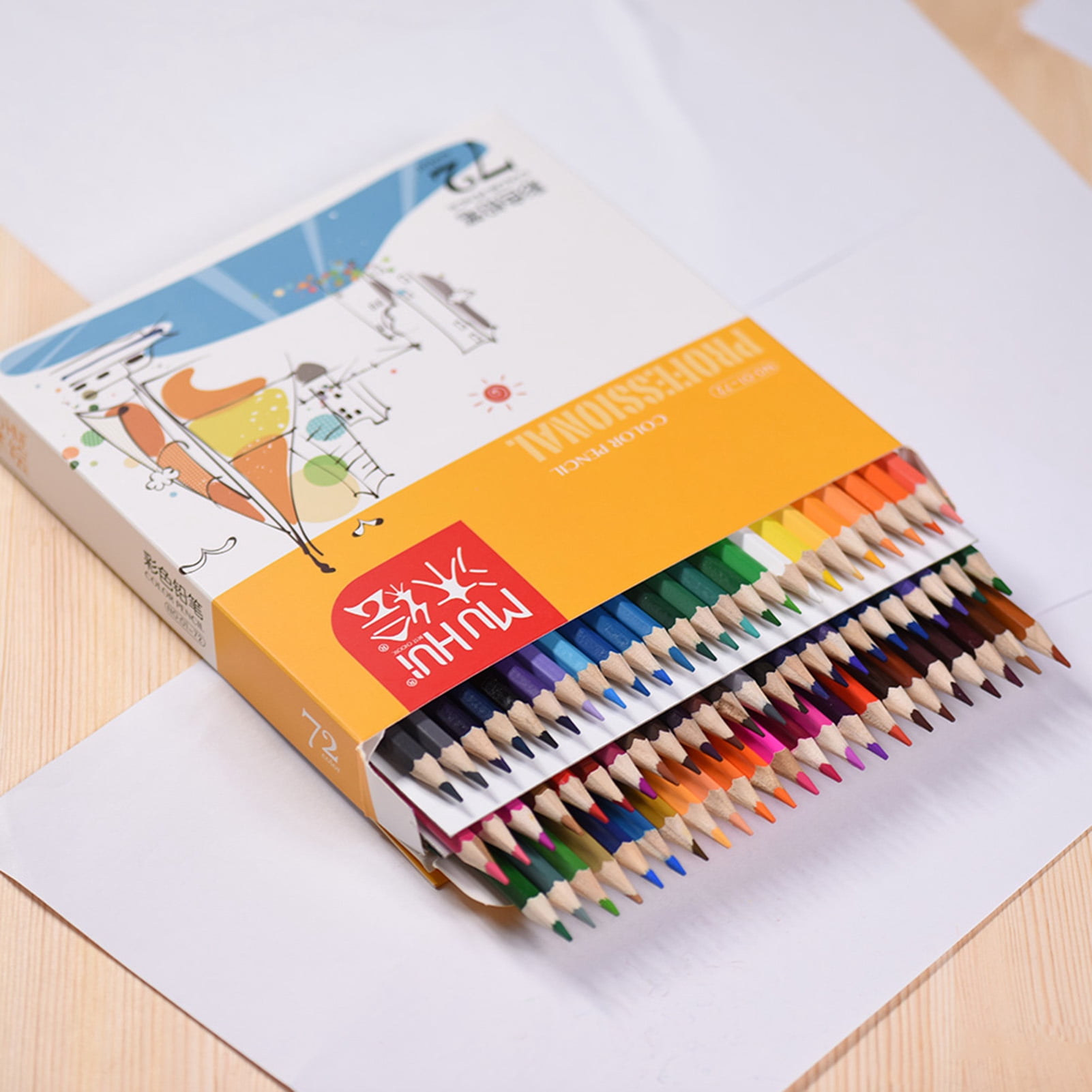 72 Color Premium Pre-Sharpened Oil Based Colored Pencils Set for Kids ...