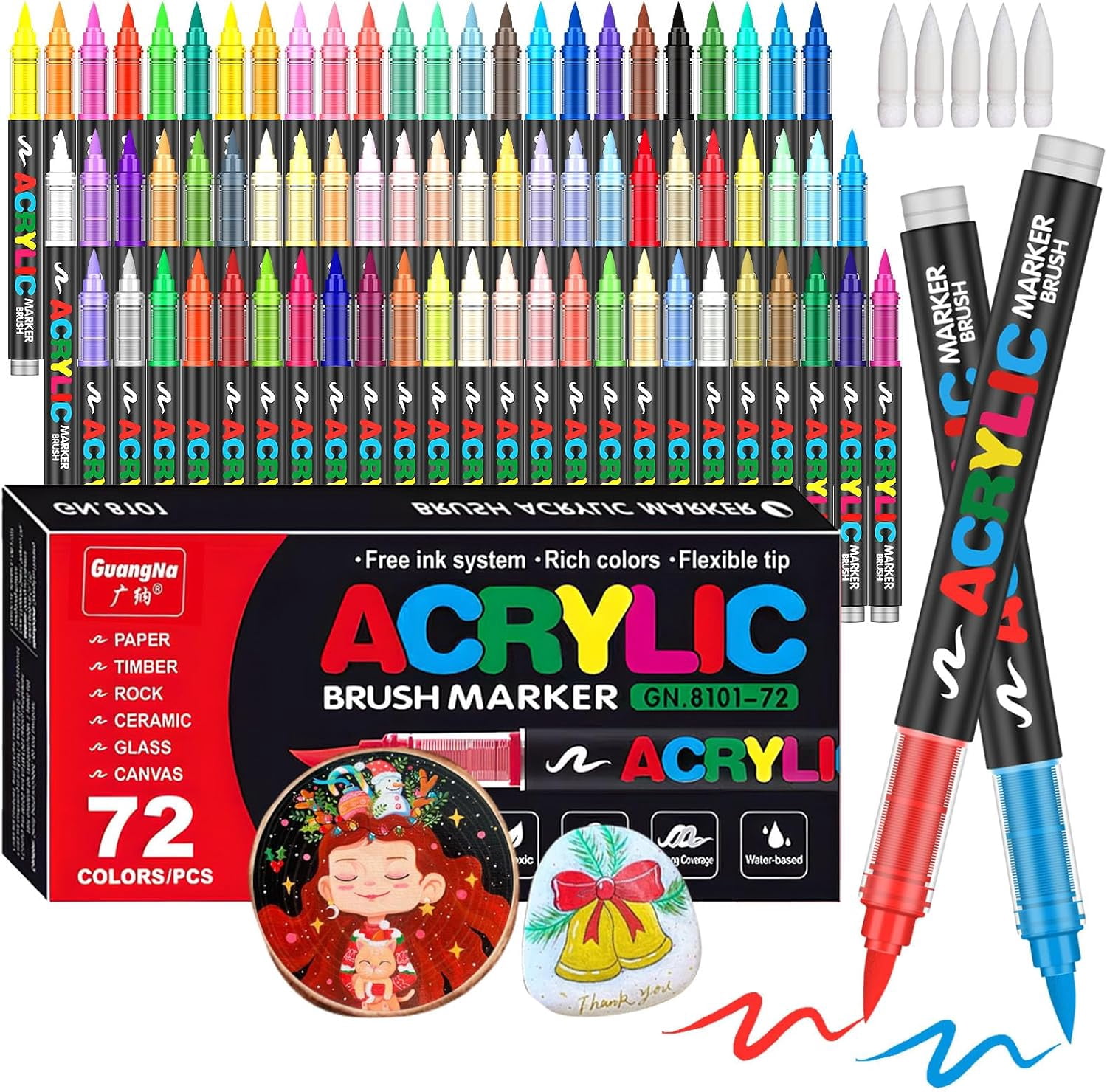 72 Colors Acrylic Paint Markers, Soft Brush Tip Pens and Markers ...