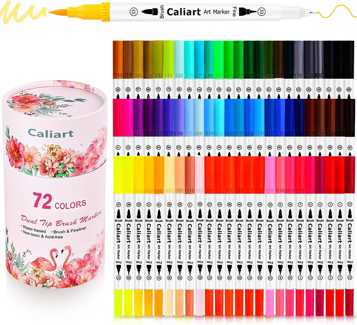 72 Colors Dual Tip Fine & Brush Pens Art Markers, Aesthetic Cute Preppy ...