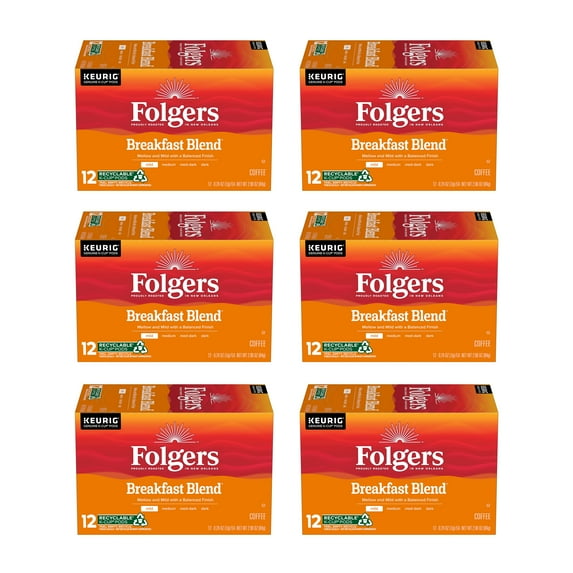 Folgers Breakfast Blend, Mild Roast, 72 K-Cup Coffee Pods, Smooth ...