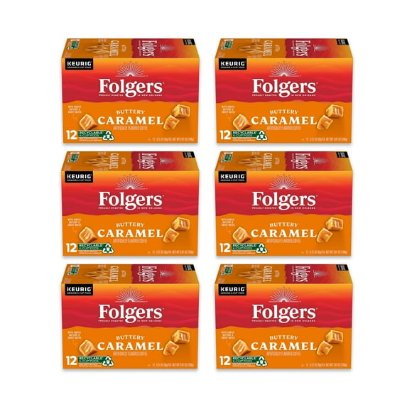 Folgers Buttery Caramel Coffee Pods, K-Cup, 72 Count, Smooth and ...