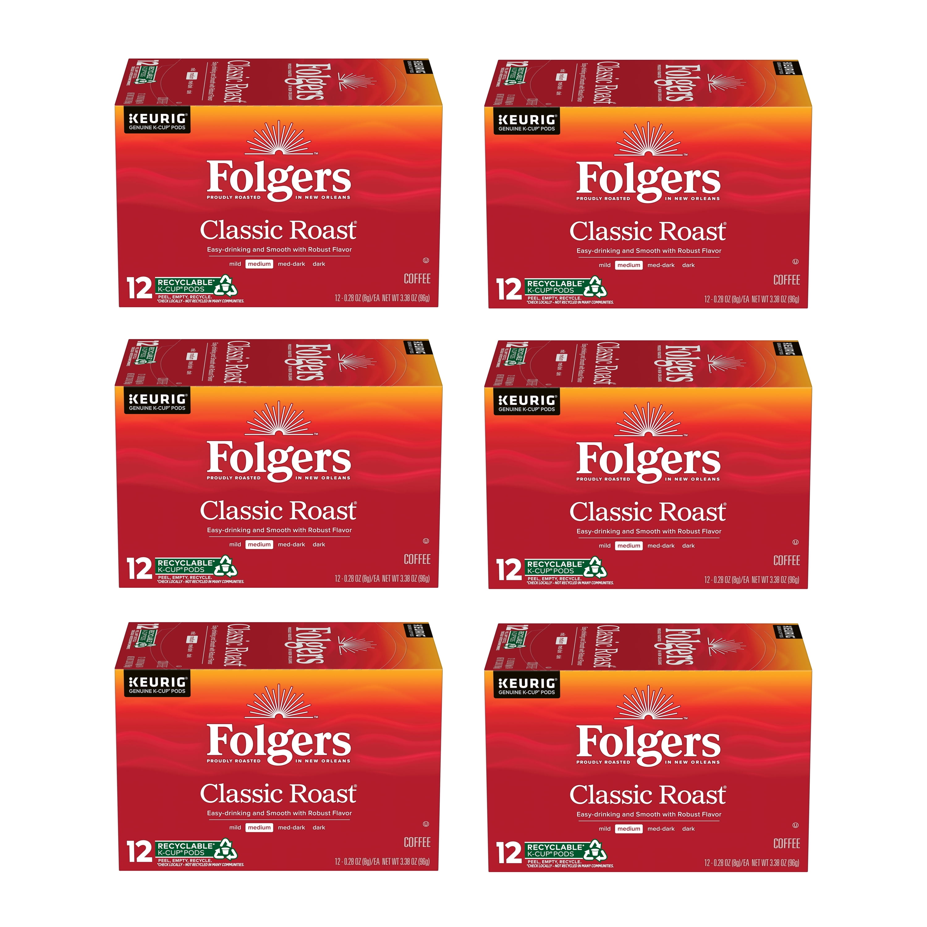 (72 Count) Folgers Classic Roast, Medium Roast, K-Cup Coffee Pods ...