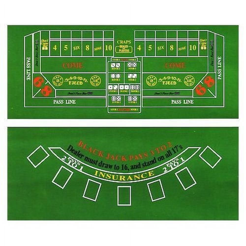 72-Inch Craps & Blackjack Casino Felt Layout – Game Table Cloth for ...