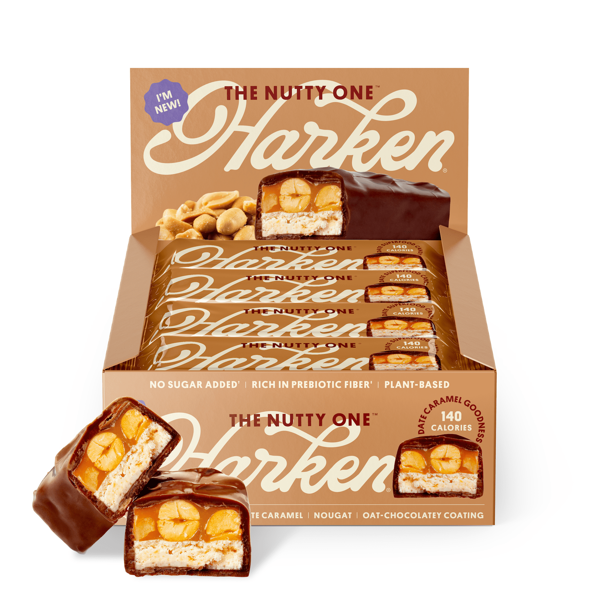 72 Ct, Harken, Nutty One Candy Bar: Peanuts, Date Caramel, Oat Milk ...