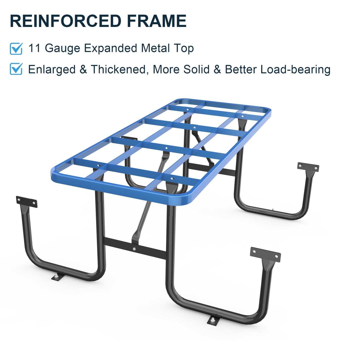 72" Expanded Metal Picnic Table with Umbrella Hole - Heavy Duty Outdoor ...