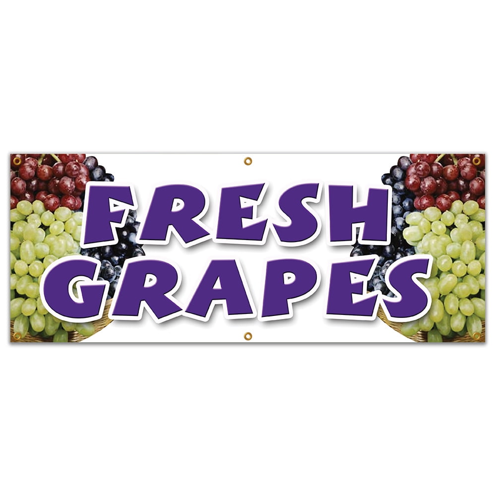72" FRESH GRAPES BANNER SIGN organic picked white purple red green ...