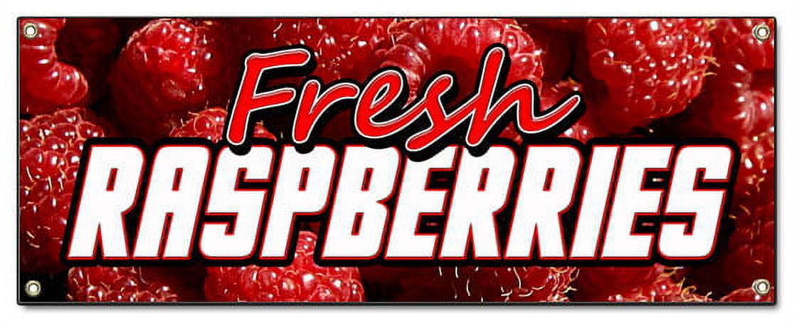 72" FRESH RASPBERRIES BANNER SIGN raspberry fresh fruit berries signs ...
