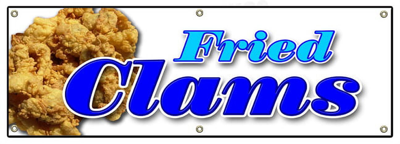 72" FRIED CLAMS BANNER SIGN fry clam seafood shell fish bake sea food ...