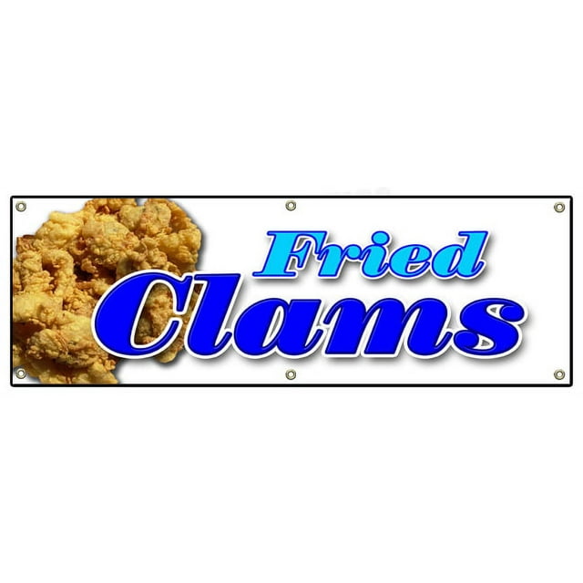 72" FRIED CLAMS BANNER SIGN fry clam seafood shell fish bake sea food ...