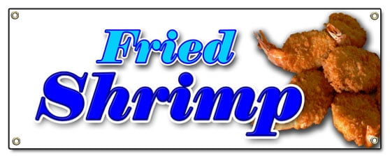 72" FRIED SHRIMP BANNER SIGN fry shrimps deep seafood pink gulf ...