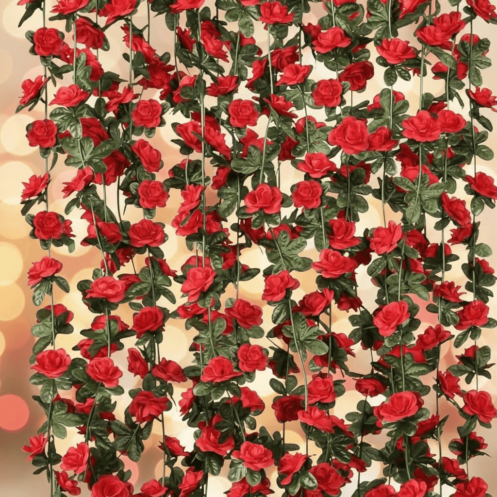 72 FT Artificial Silk Flower Garland, 9 Pack Red Roses Vines Faux ...
