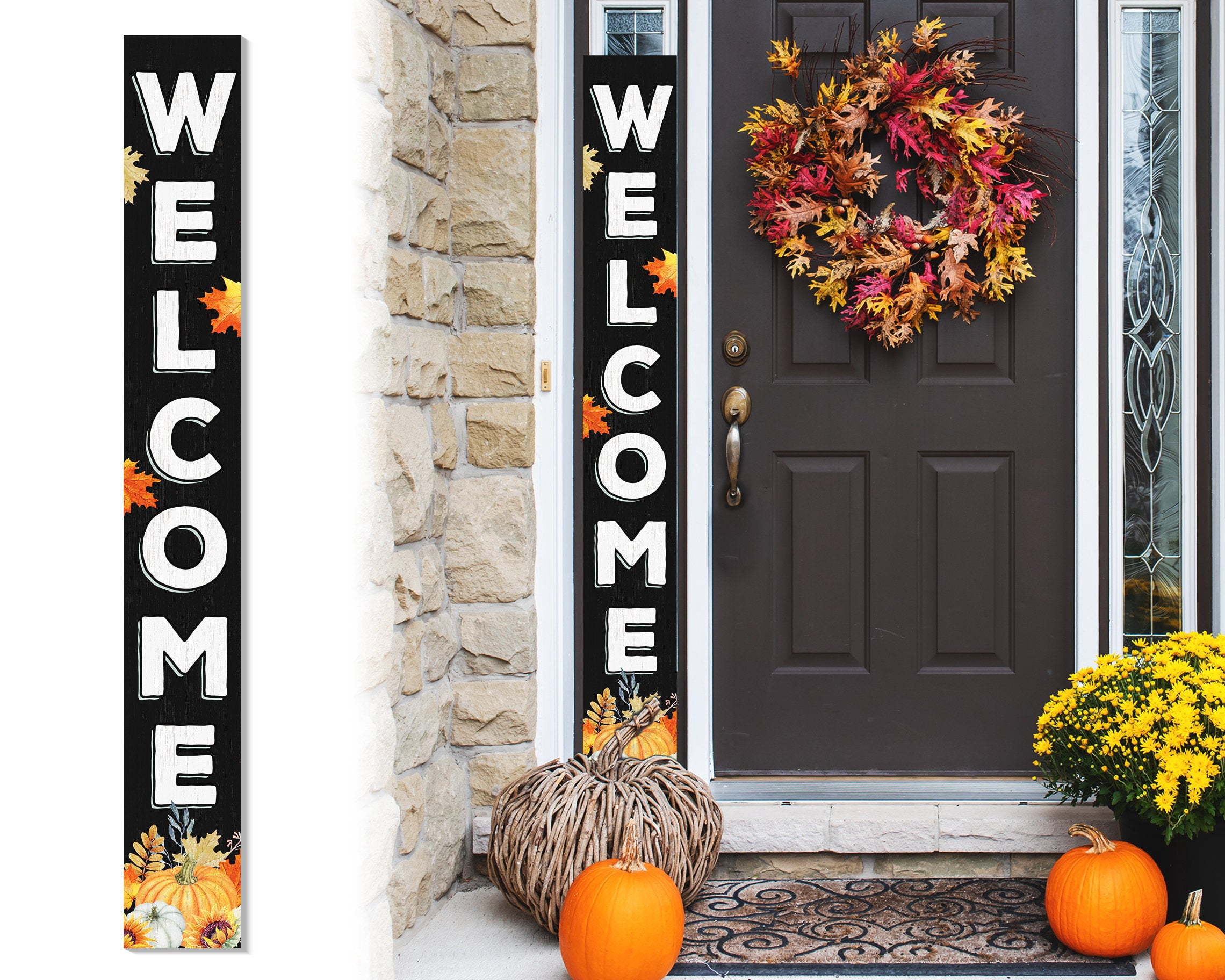 72'' Fall Welcome Sign for Front Door Porch Decor - Wood Folding Giant ...