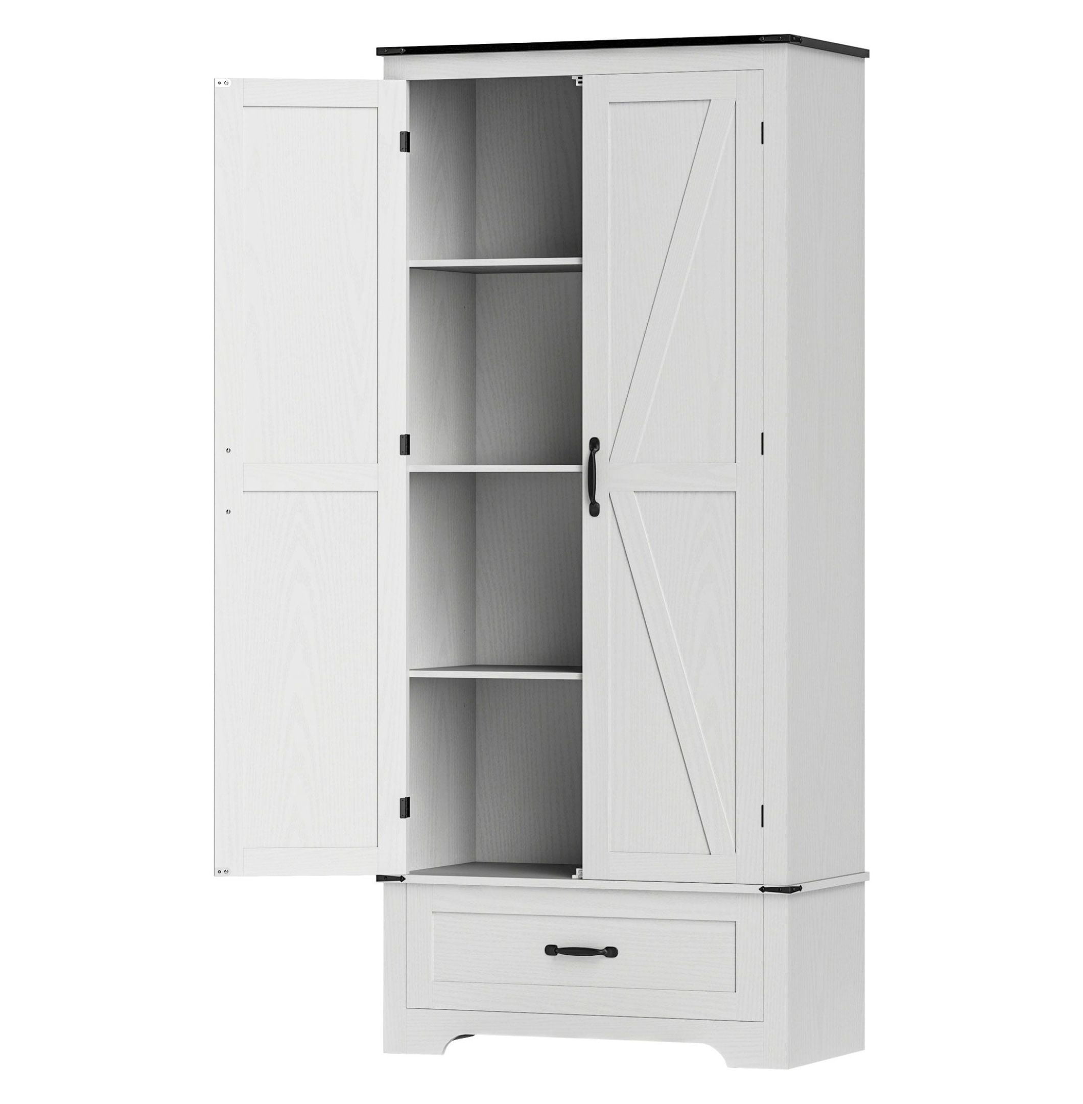 72" Farmhouse Pantry Cabinet, Kitchen Storage Cabinet with Doors ...
