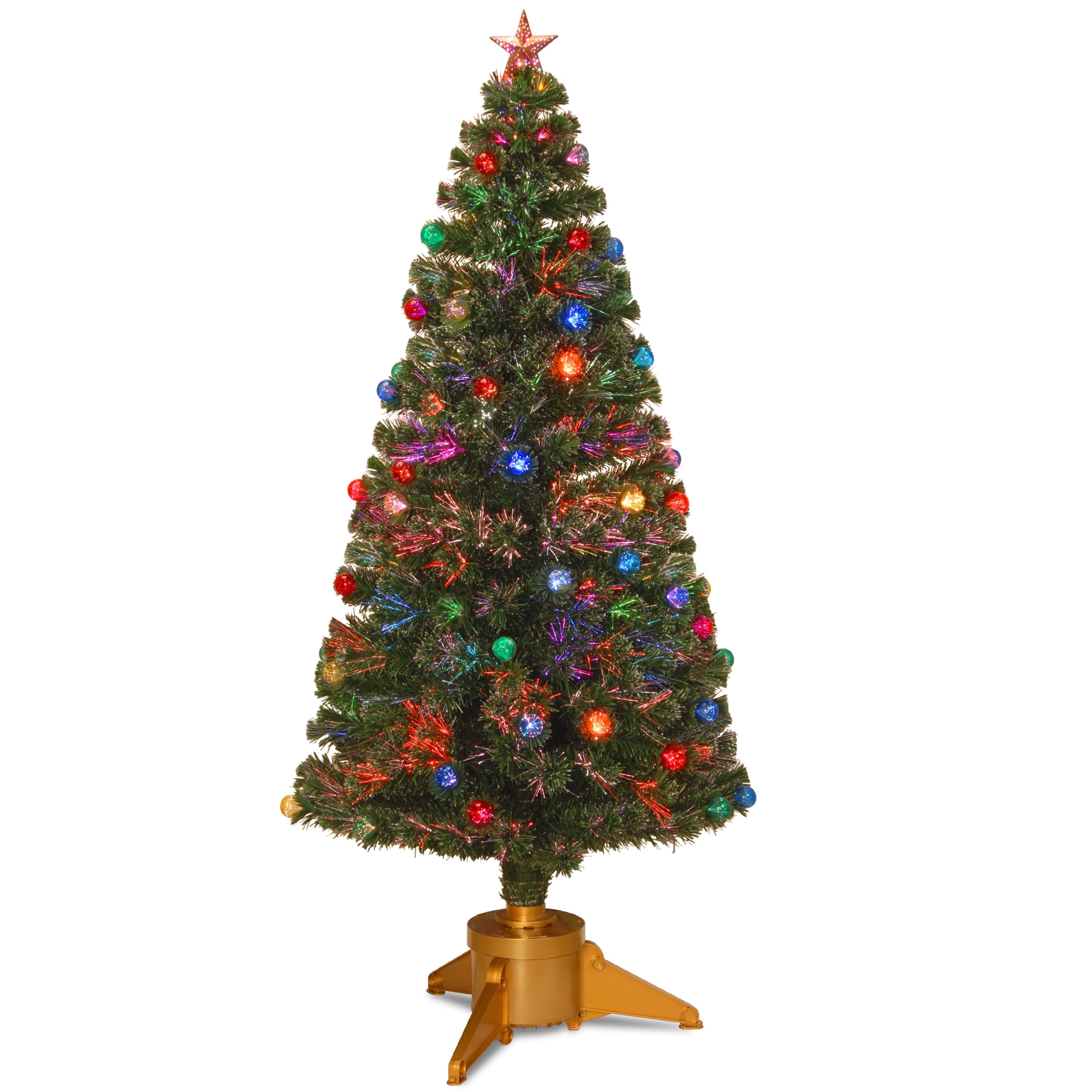 National Tree Company 6 ft. Fiber Optic Fireworks Tree with Ball ...