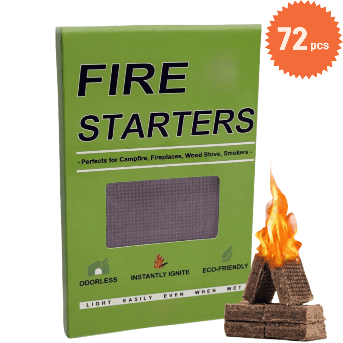 Avger 72 Fire Starter Squares - Water-Resistant Odorless for Camping ...