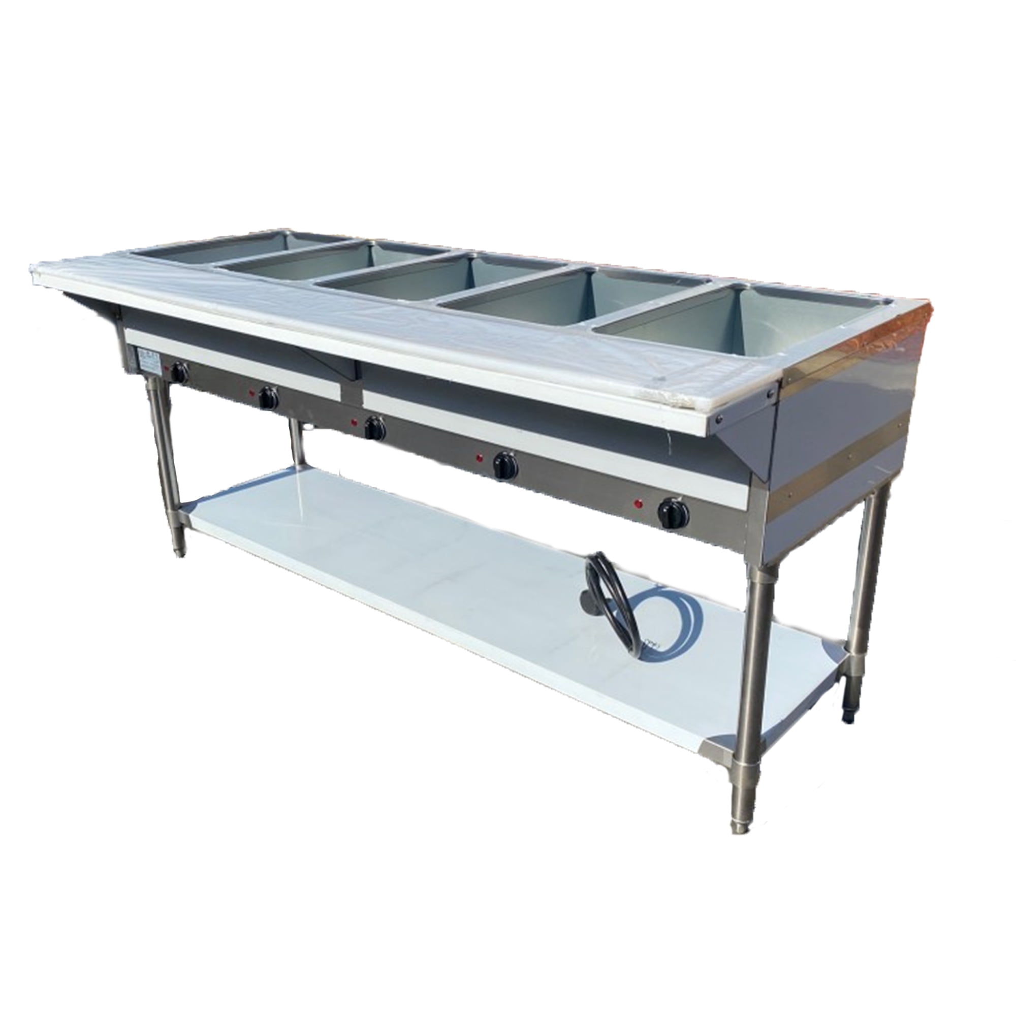 72'' Five-Pan Open Well Electric Steam Table with Undershelf ...