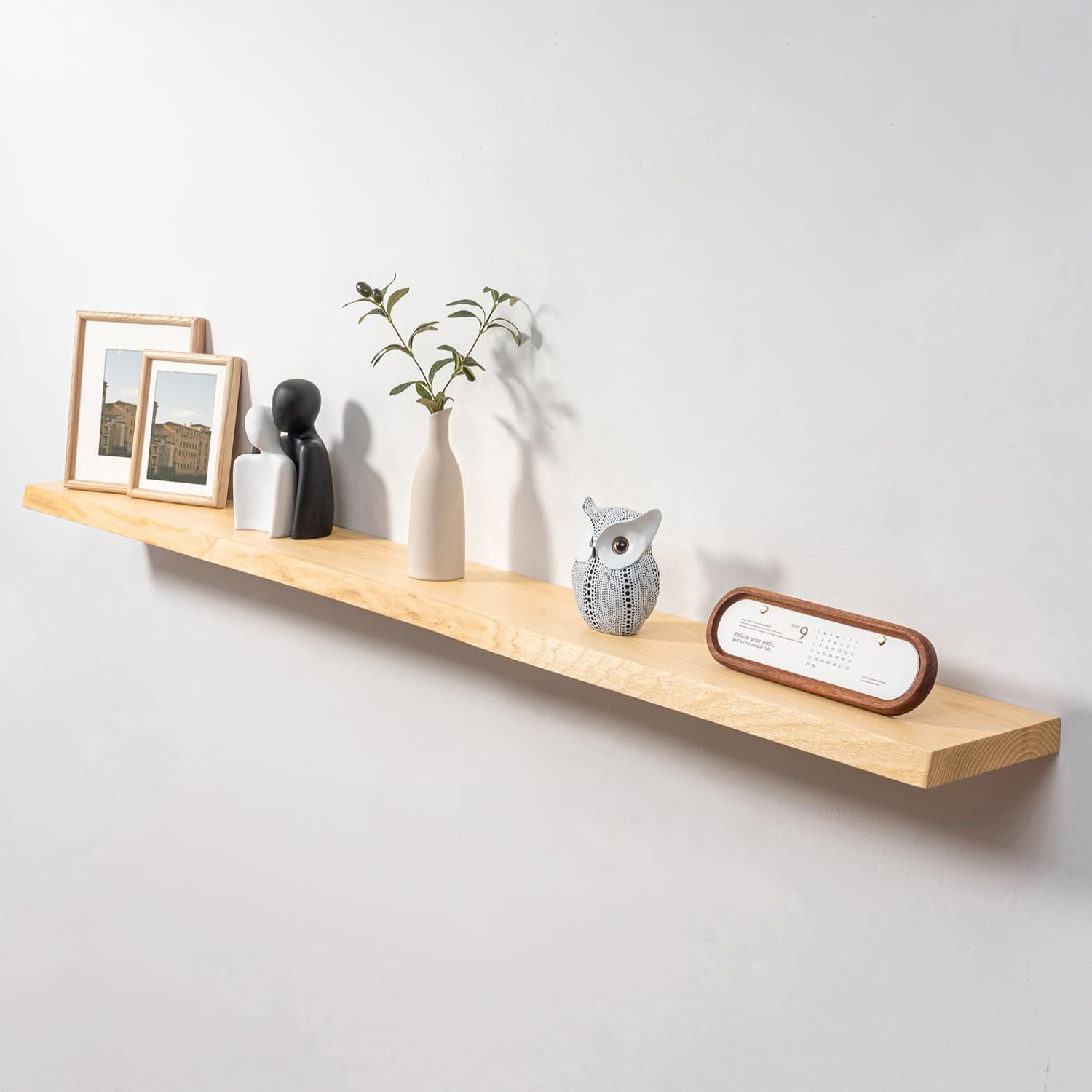 72" Floating Shelves for Wall Decor, USA-Sourced Rustic Solid Ash Wood ...