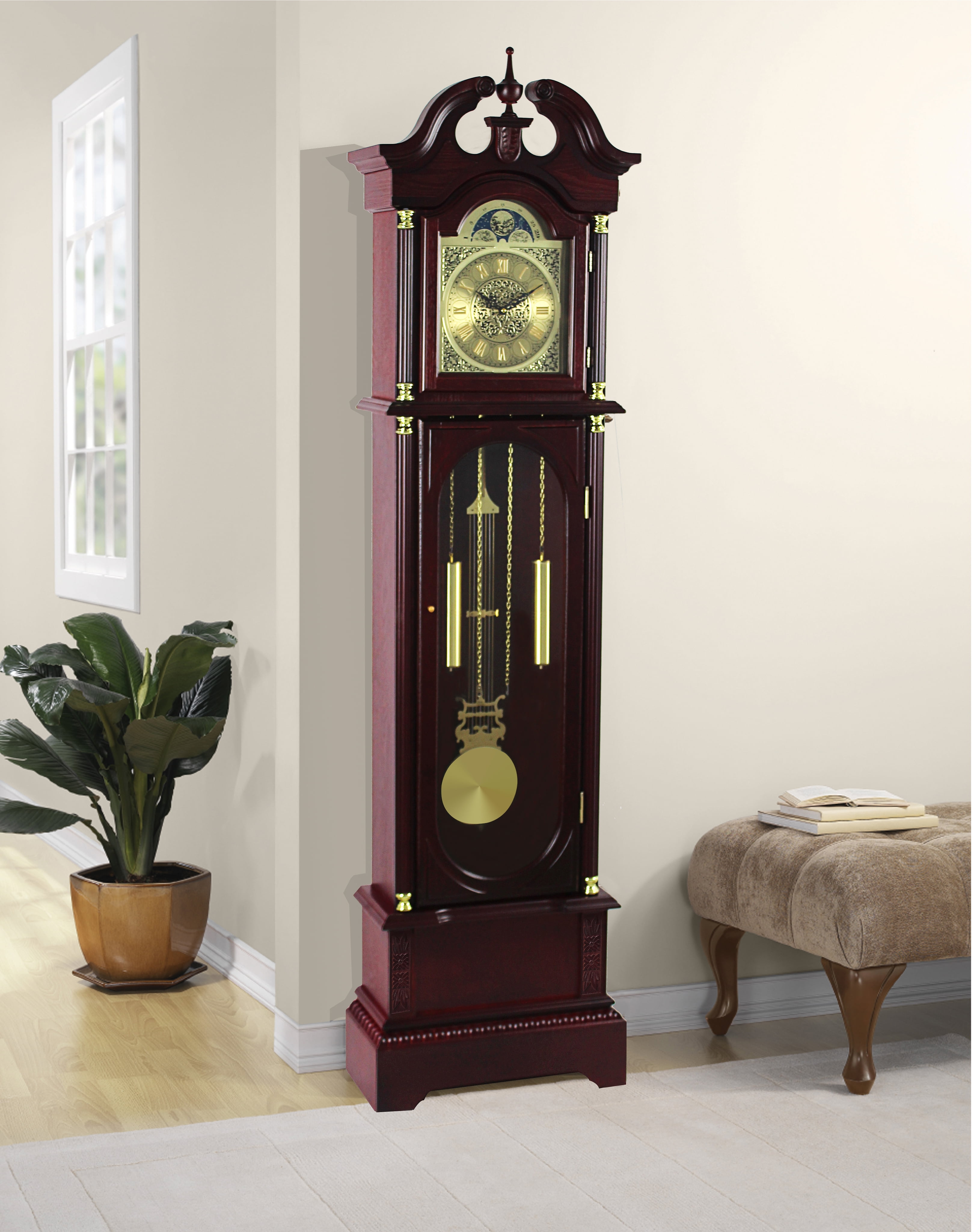 72" Floor Standing Grandfather Clock in Cherry Finish - Walmart.com