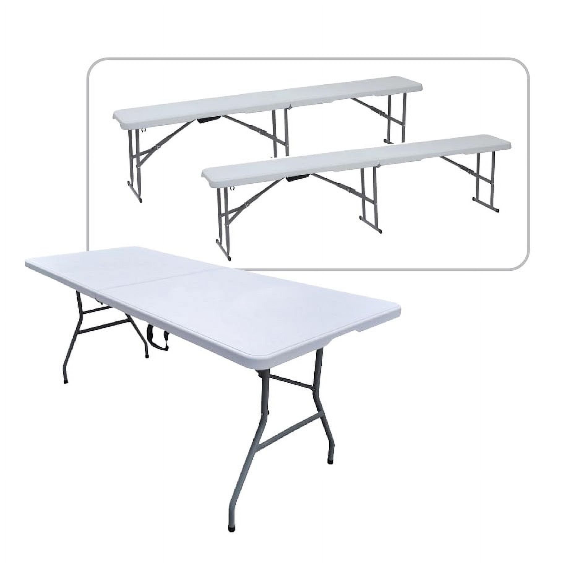 72" Fold-in-Half Banquet Table with 2 Fold-in-Half Benches - Walmart.com