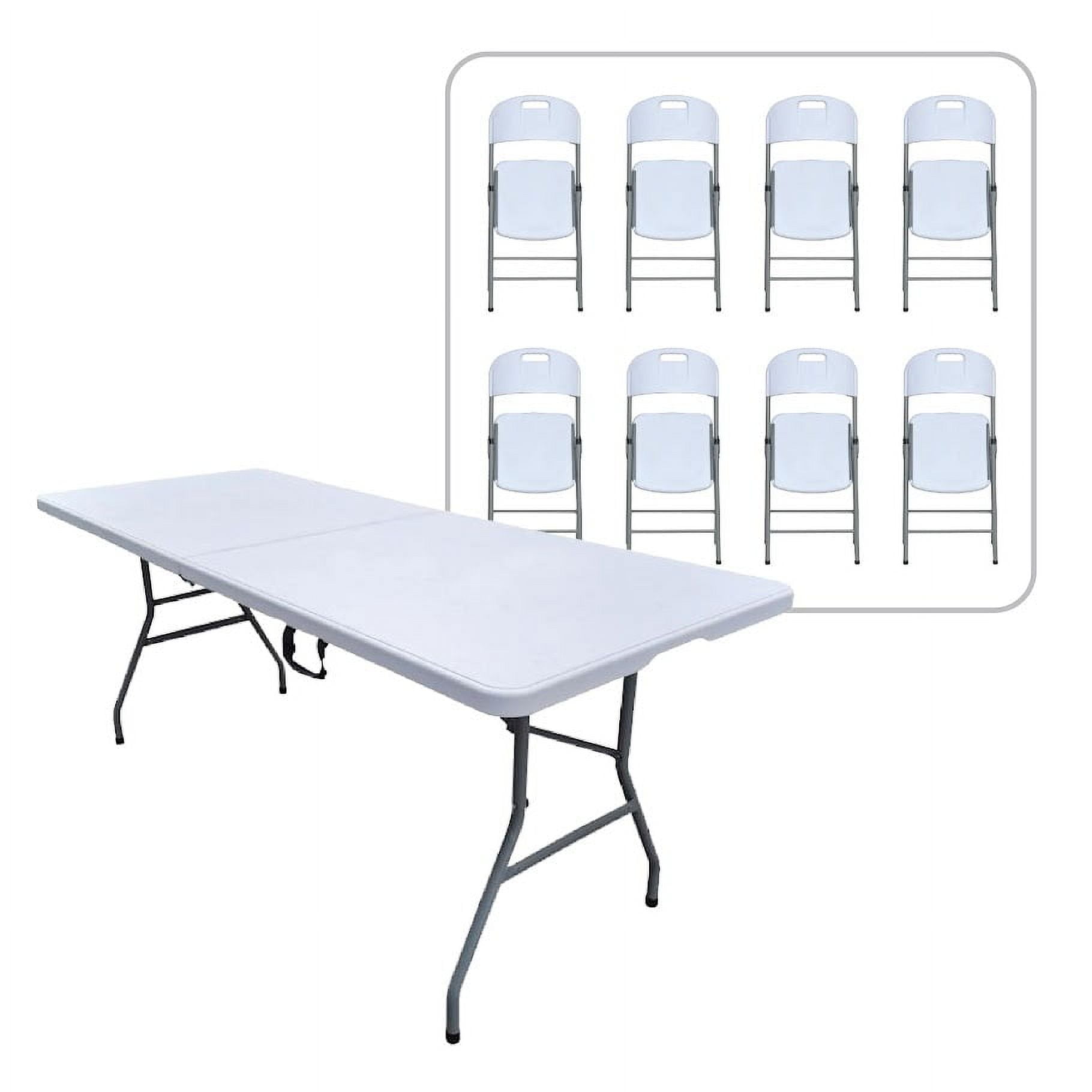 72" Fold-in-Half Banquet Table with 8 Blow Mold Folding Chairs ...
