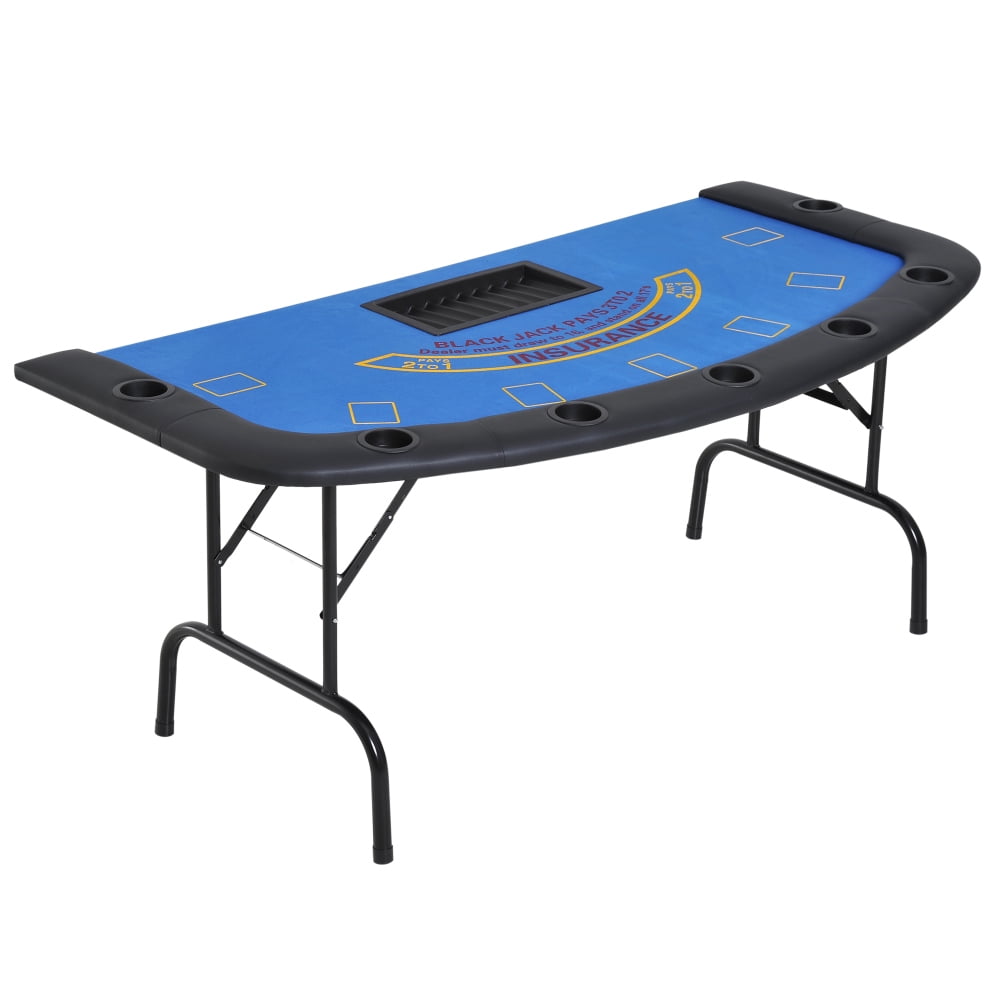 72" Foldable Poker Table Top for 7 Players, Half-Shape Poker Table ...