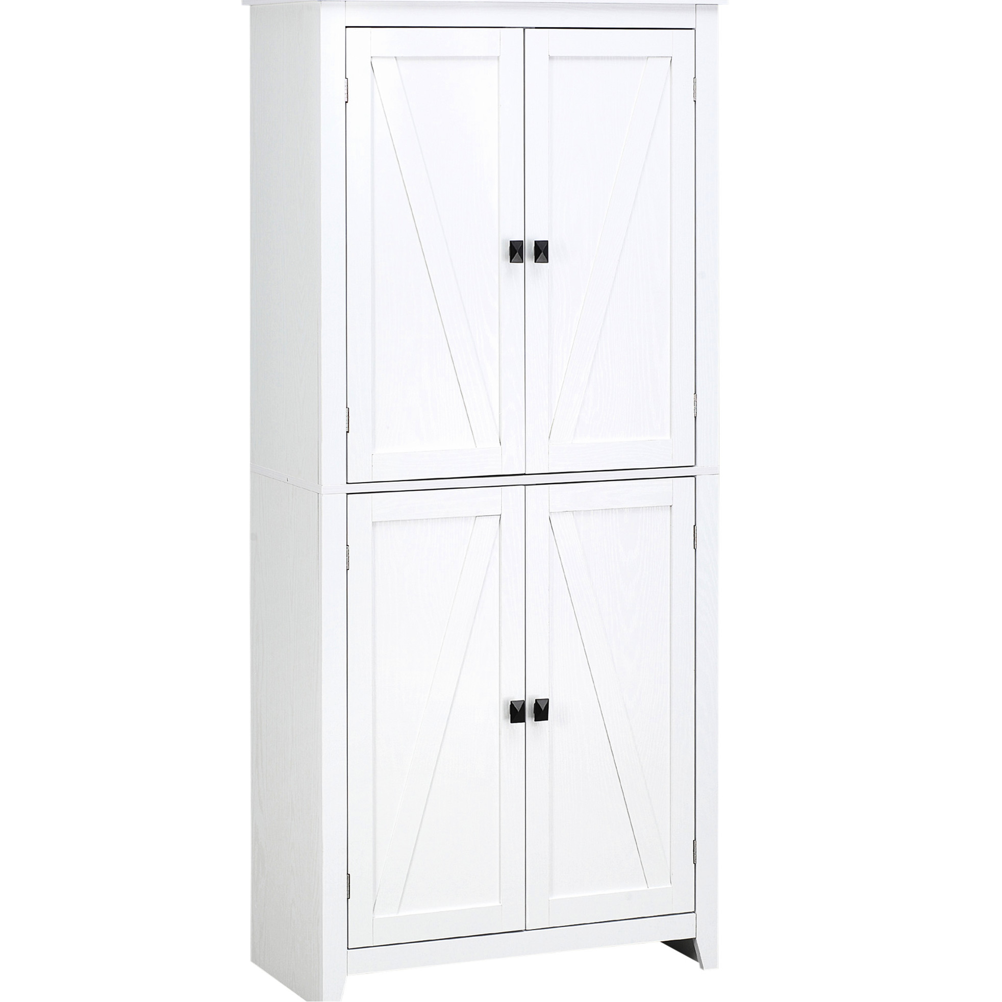 72" Freestanding 4-door Kitchen Cabinet Pantry, White - 4 Storage With ...
