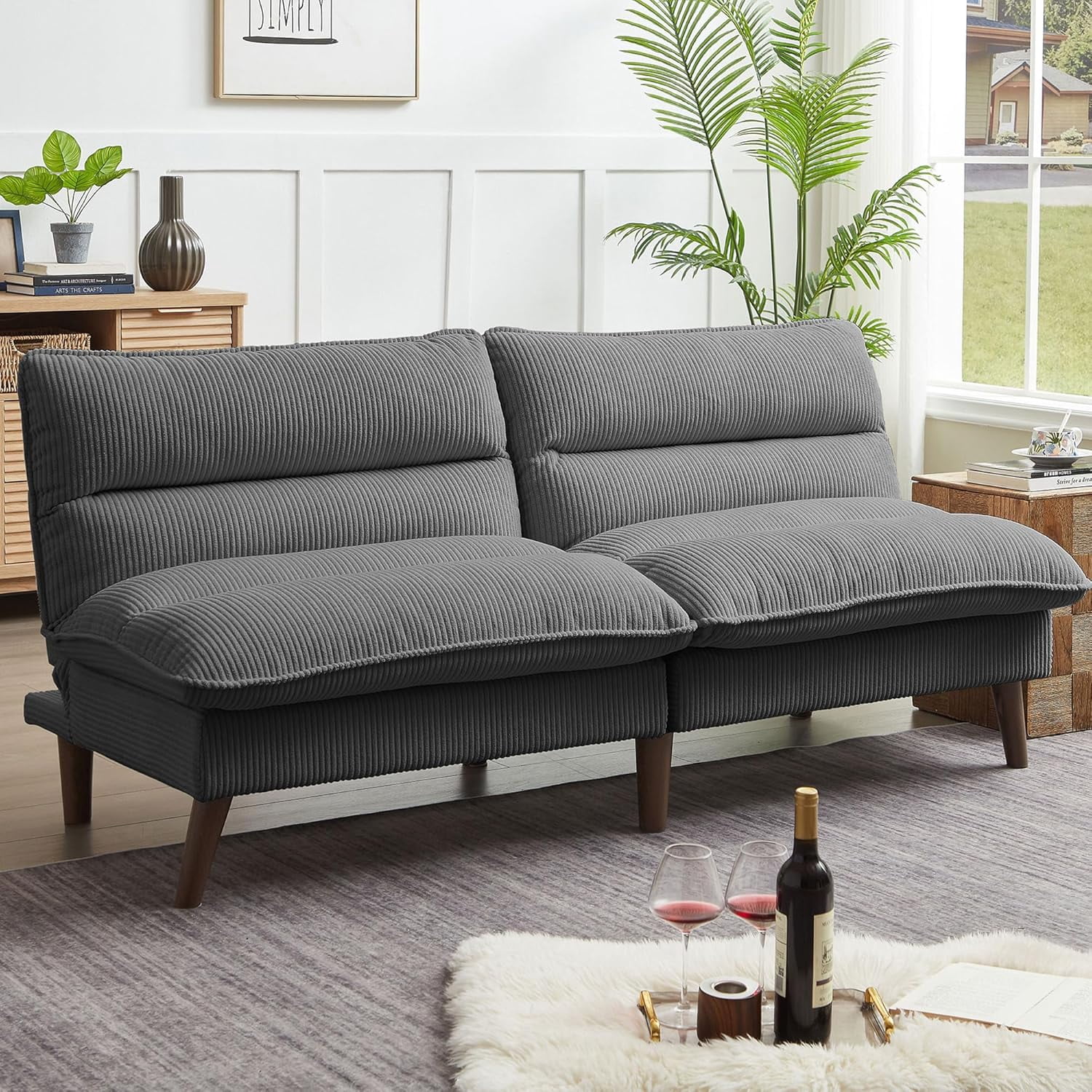 72" Futon Sofa Bed, Convertible Futon Couch with Adjustable Backrest ...