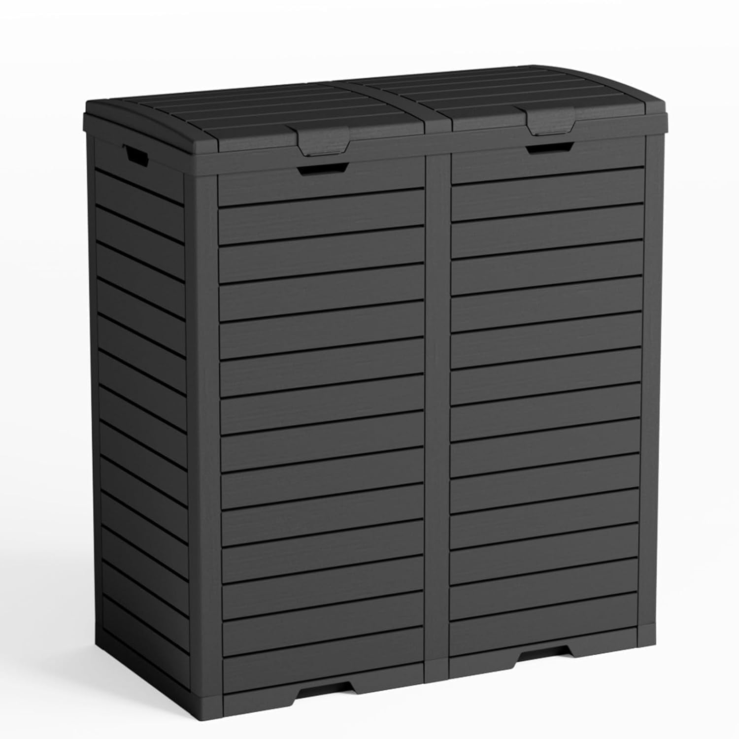 62 Gallon Double Trash Can Outdoor - Resin Garbage Bin Cabinet with Lid ...