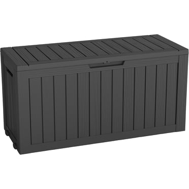 Dextrus 90 Gallon Outdoor Deck Box, Double-Wall Resin Storage Boxes ...