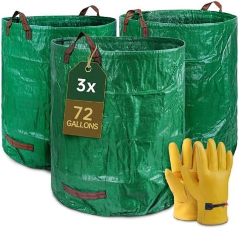 72 Gallon Reusable Yard Waste Bags (3 Pack), Heavy Duty Stand-Up Leaf ...
