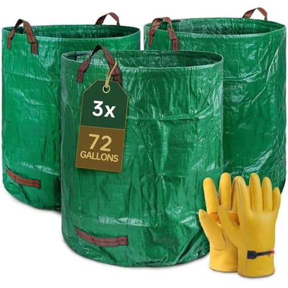 72 Gallon Reusable Yard Waste Bags (3 Pack), Heavy Duty Stand-Up Leaf ...