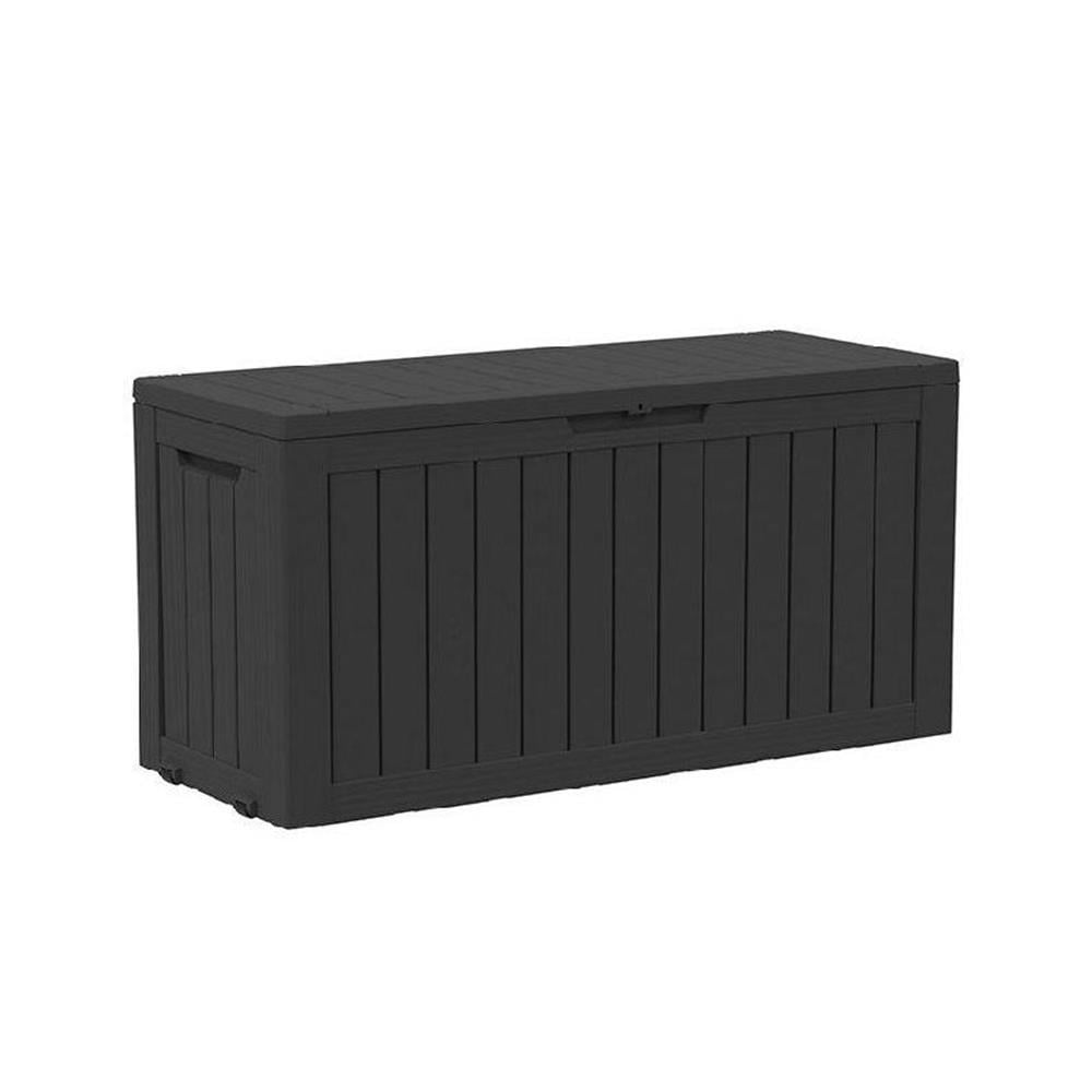 72-Gallon Weatherproof Outdoor Storage Box with Woodgrain Finish ...