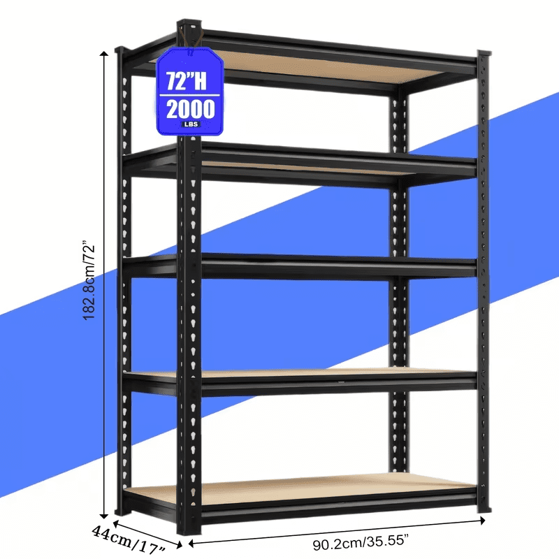 72" Garage Shelving Storage Shelves 5-Tier,2000LBS Capacity Heavy Duty ...
