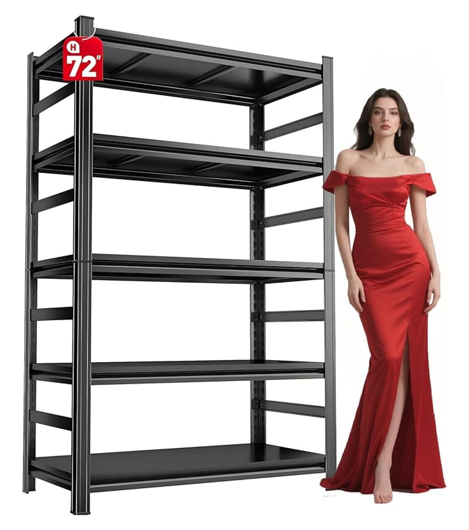 72" Garage Shelving Unit - 5-Tier Steel Storage Shelves 3500 Lbs ...