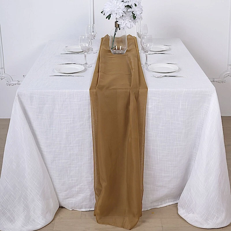 72" Gold Chiffon Extra Long Table Top Runner Wedding Party Banquet ...