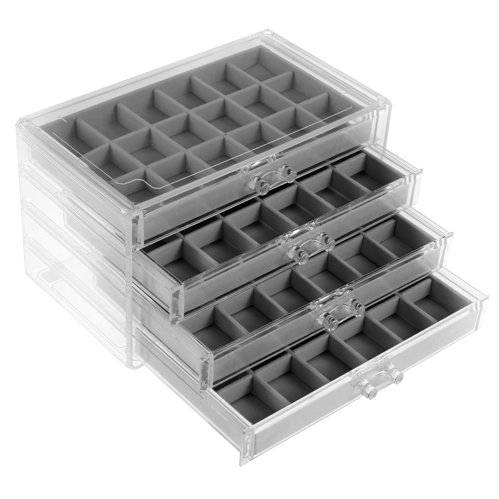 72 Grids Rock Display Case Protective Grid Rock Collection Box Acrylic ...