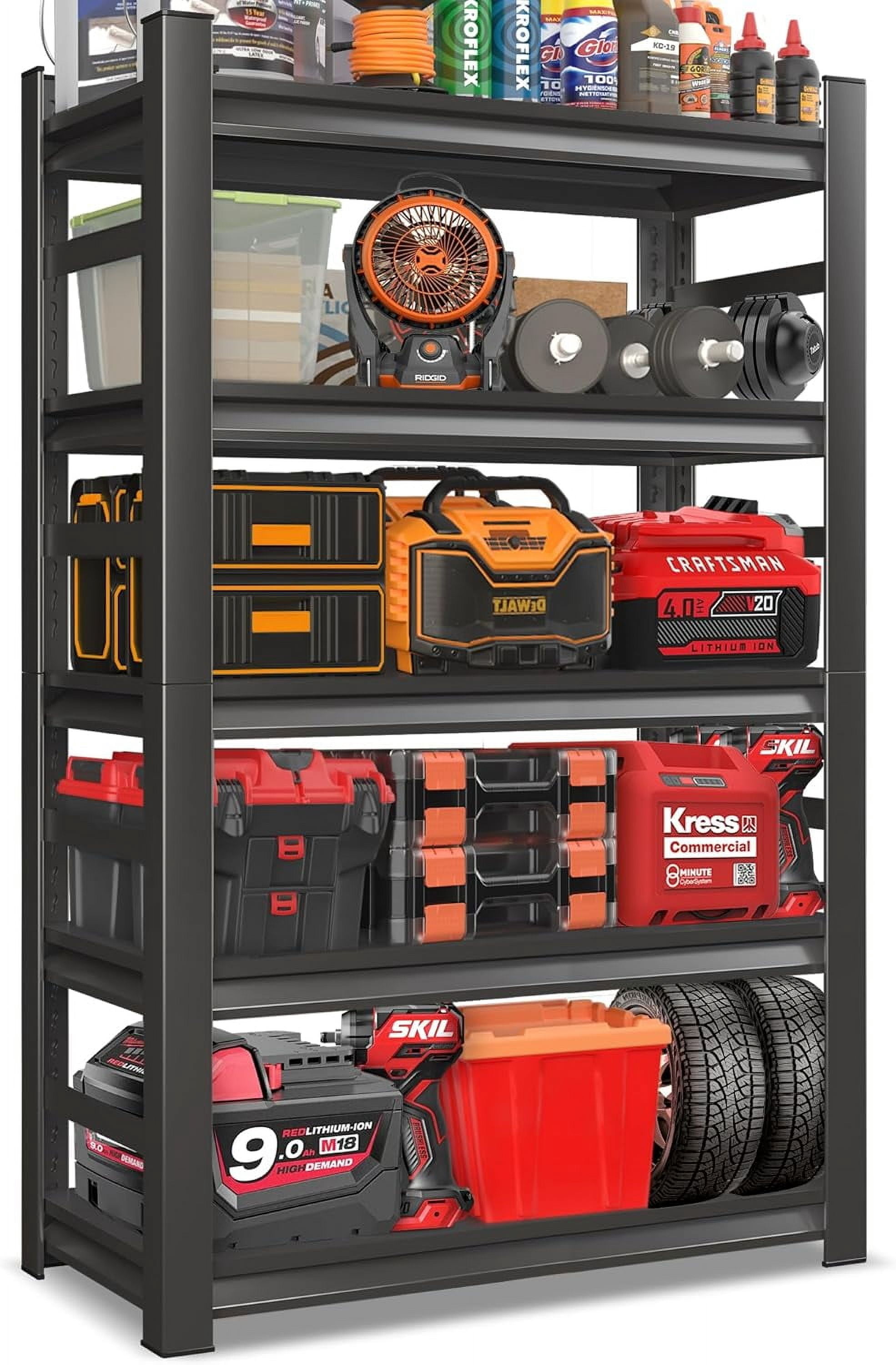 72" H|36" W Garage Shelving, Sturdy Steel Heavy Duty Shelf, Large Metal ...