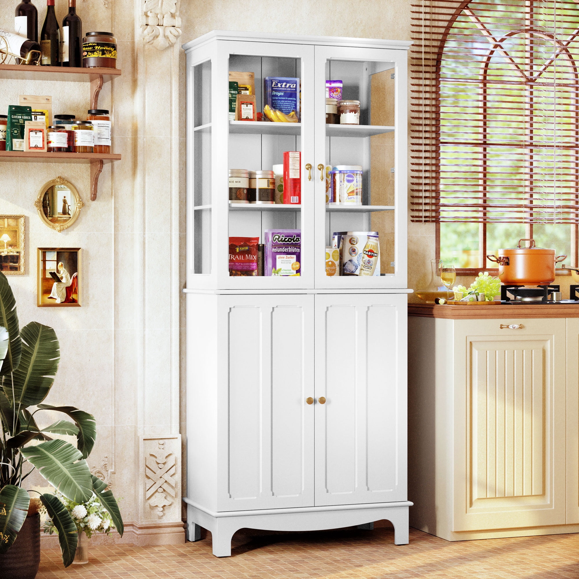 CBJCBJ 72" H 4 Doors Glass Display Cabinet with 3 Adjustable Shelves ...