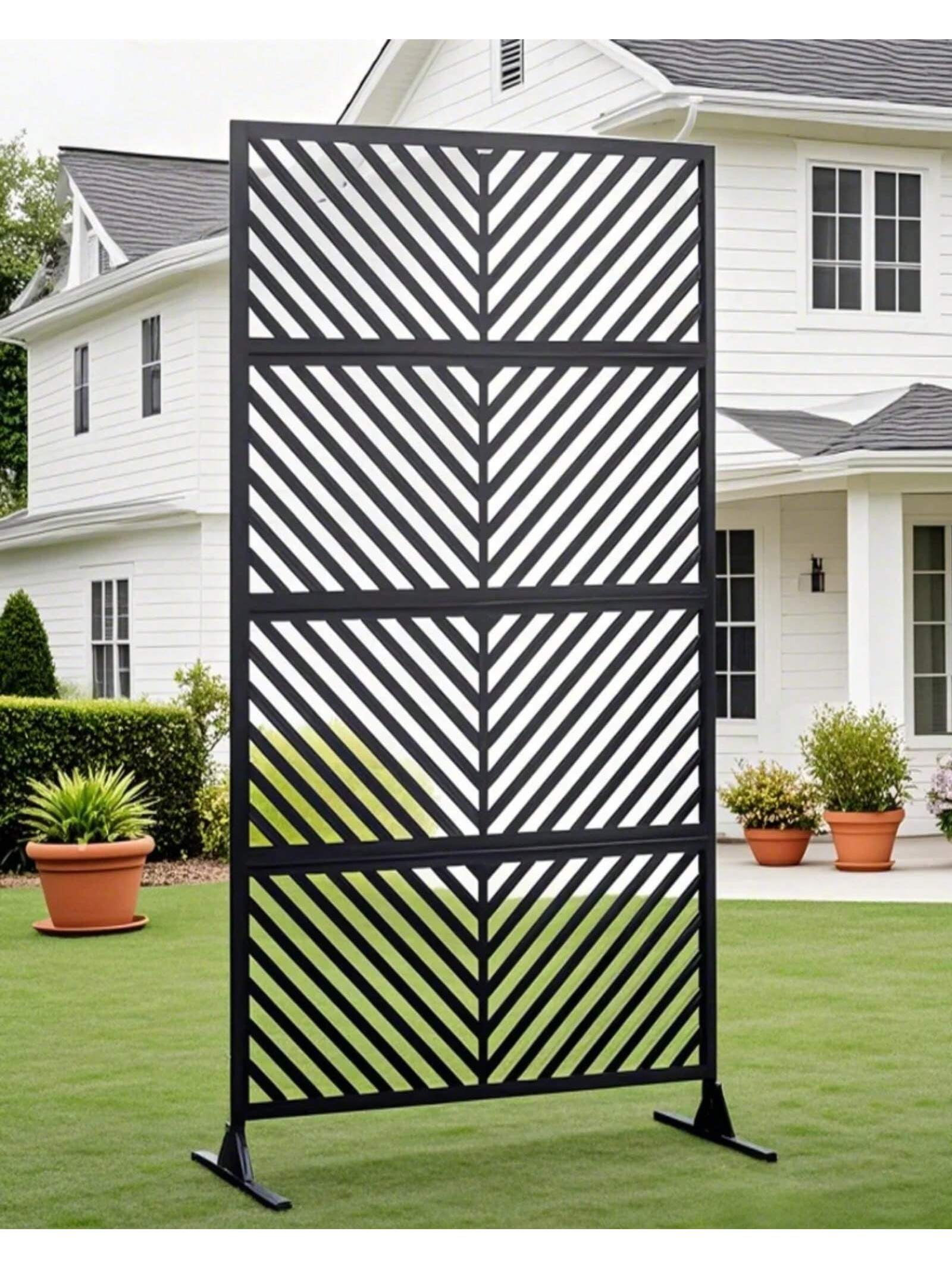 72" H*40" W Metal Privacy Screen, Freestanding Outdoor Privacy Screen ...