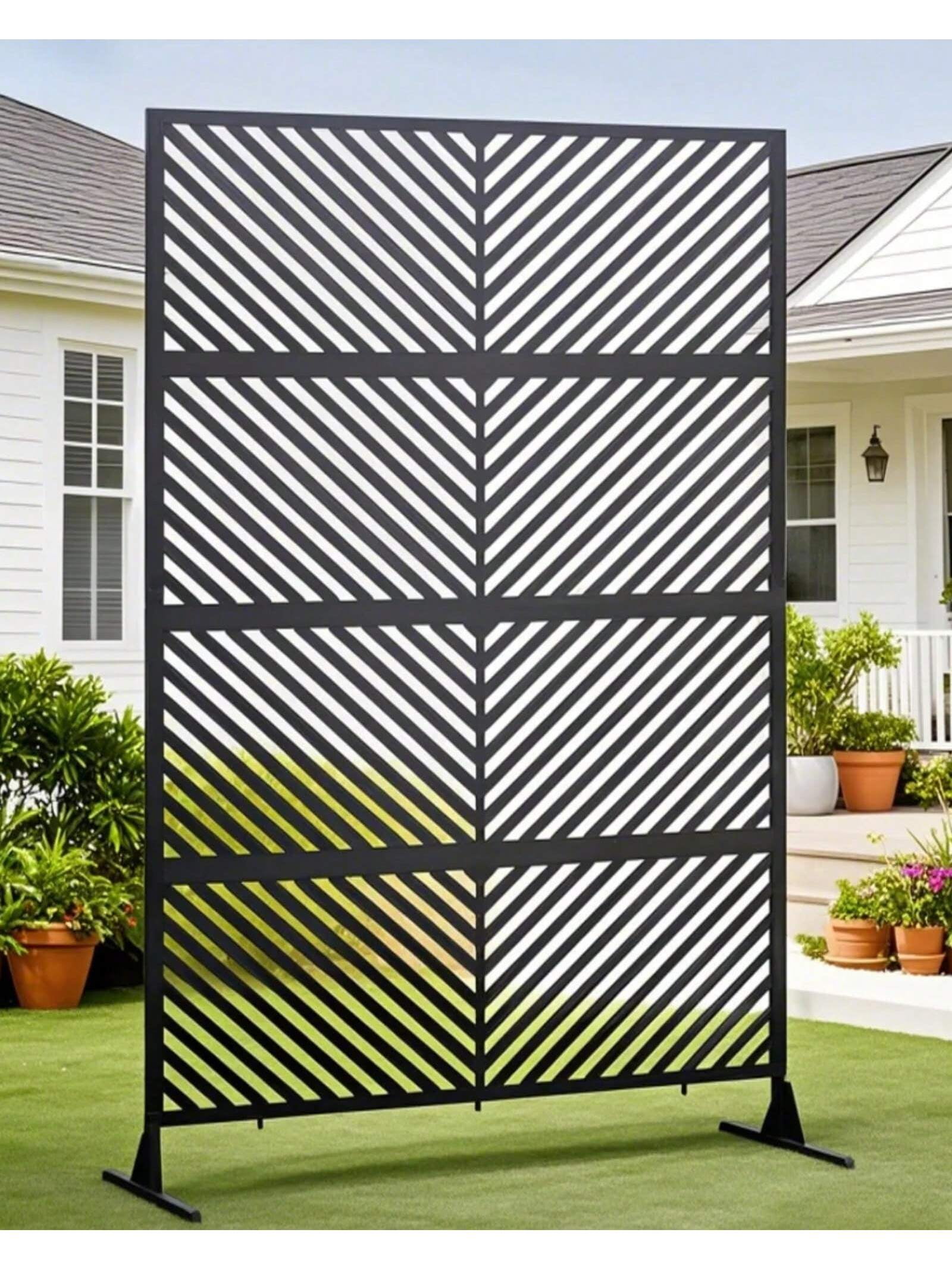 72" H*47" W Metal Privacy Screen, Freestanding Outdoor Privacy Screen ...