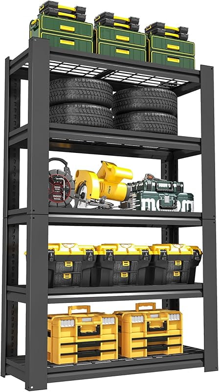 72" H|48" W Garage Shelving Heavy Duty, Metal Adjustable 5 Tier Storage ...